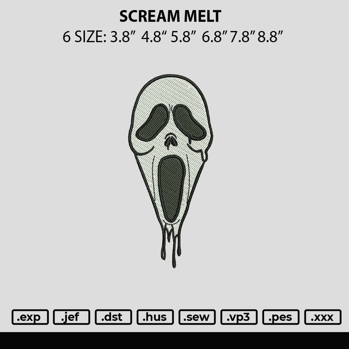 Scream Melt Embroidery File 6 sizes – embrostudio