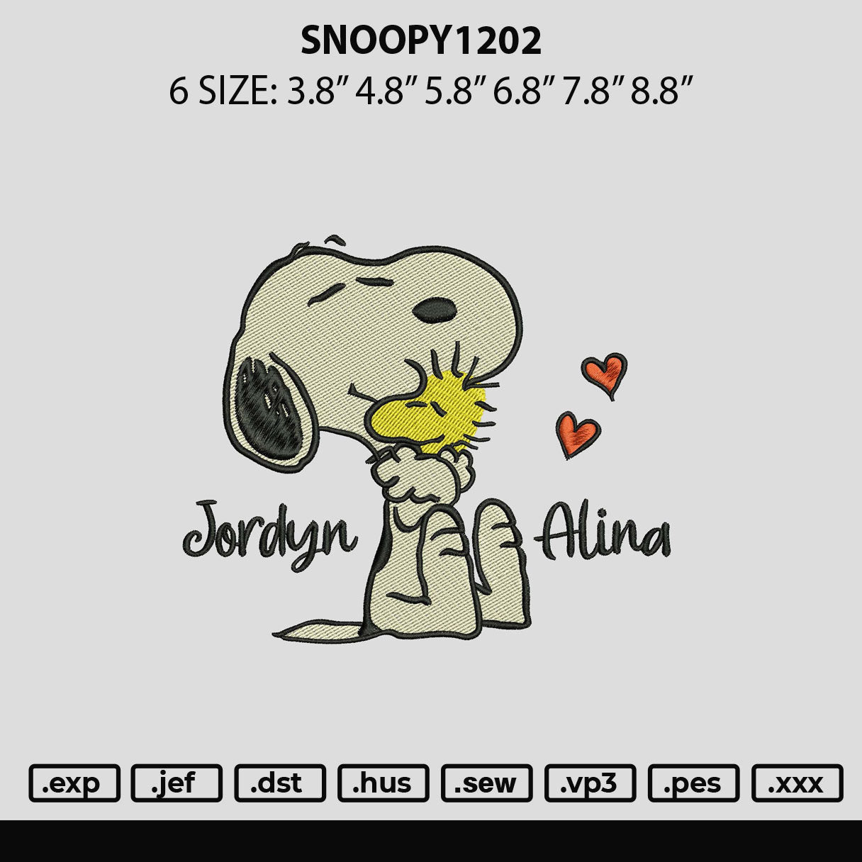 Snoopy 1202 Embroidery File 6 sizes – embrostudio