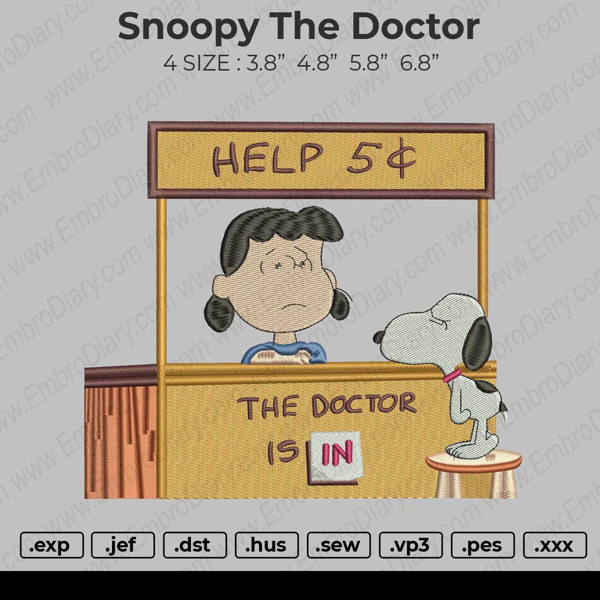 Snoopy The Doctor Embroidery – embrostudio