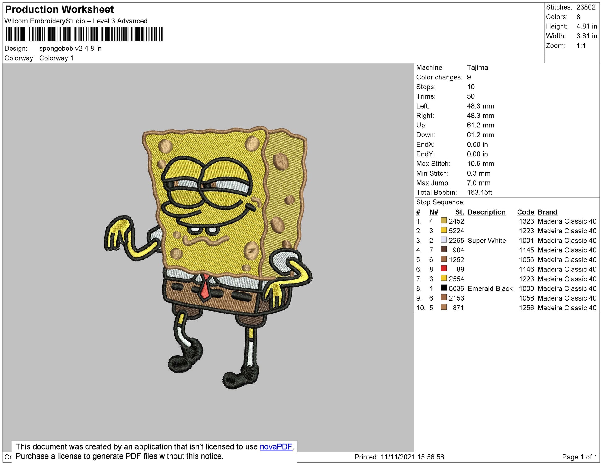 Spongebob V2 Embroidery – embrostudio