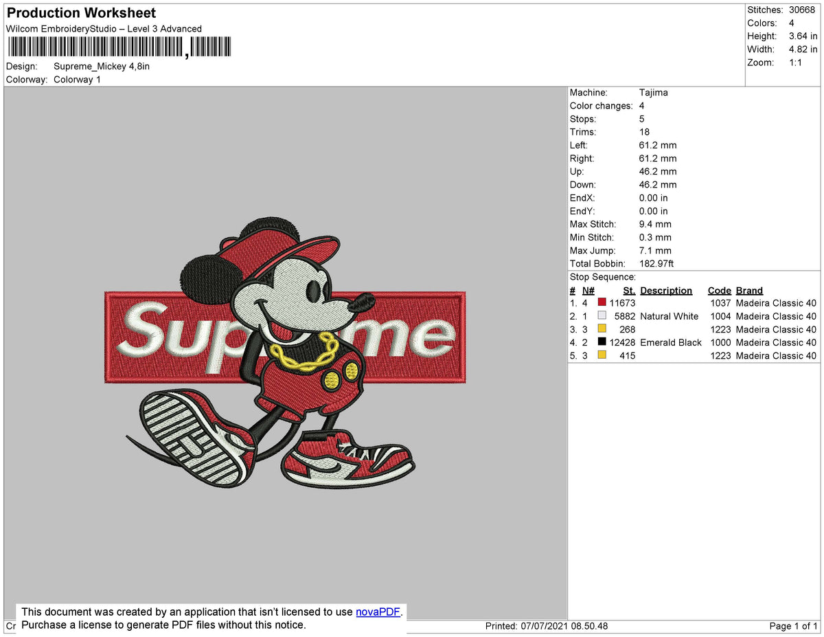 Supreme Mickey Embroidery – embrostudio