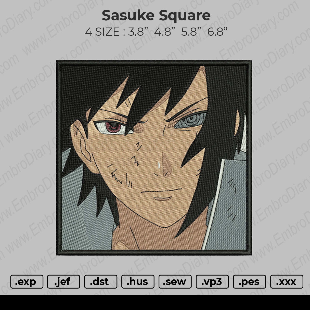 Sasuke Square Embroidery – embrostudio