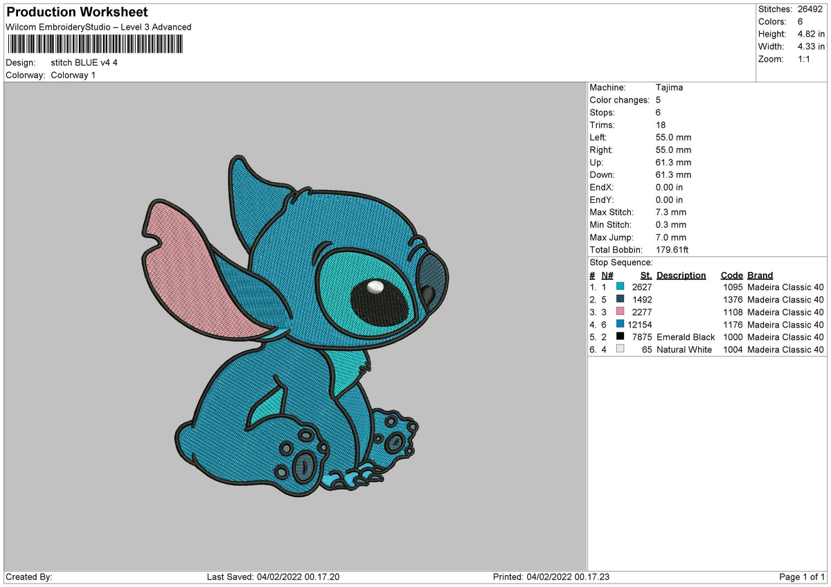 Stitch Blue V4 Embroidery – embrostudio