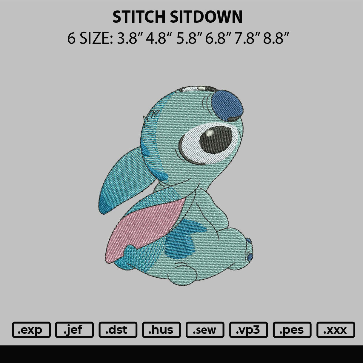 Stitch Sitdown Embroidery File 6 sizes – embrostudio