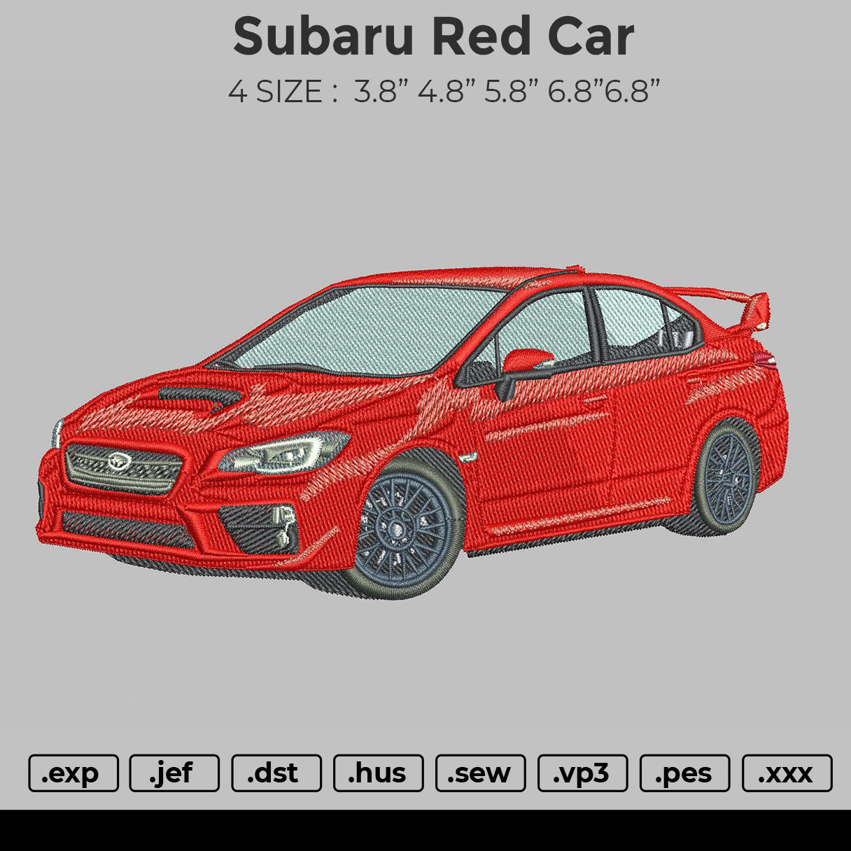 Subaru Red Car Embroidery – embrostudio