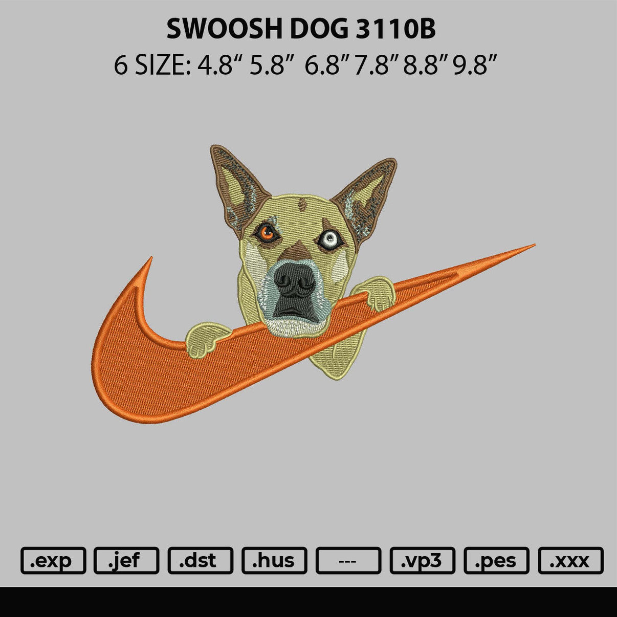 Swoosh Dog 3110b Embroidery File 6 sizes – embrostudio