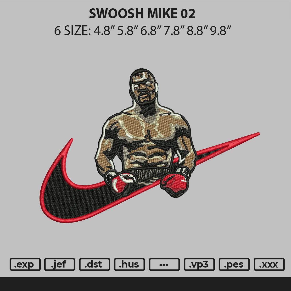 Swoosh Mike 02 Embroidery File 6 sizes – embrostudio