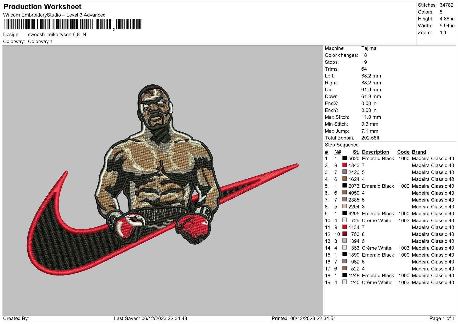 Swoosh Mike 02 Embroidery File 6 sizes – embrostudio