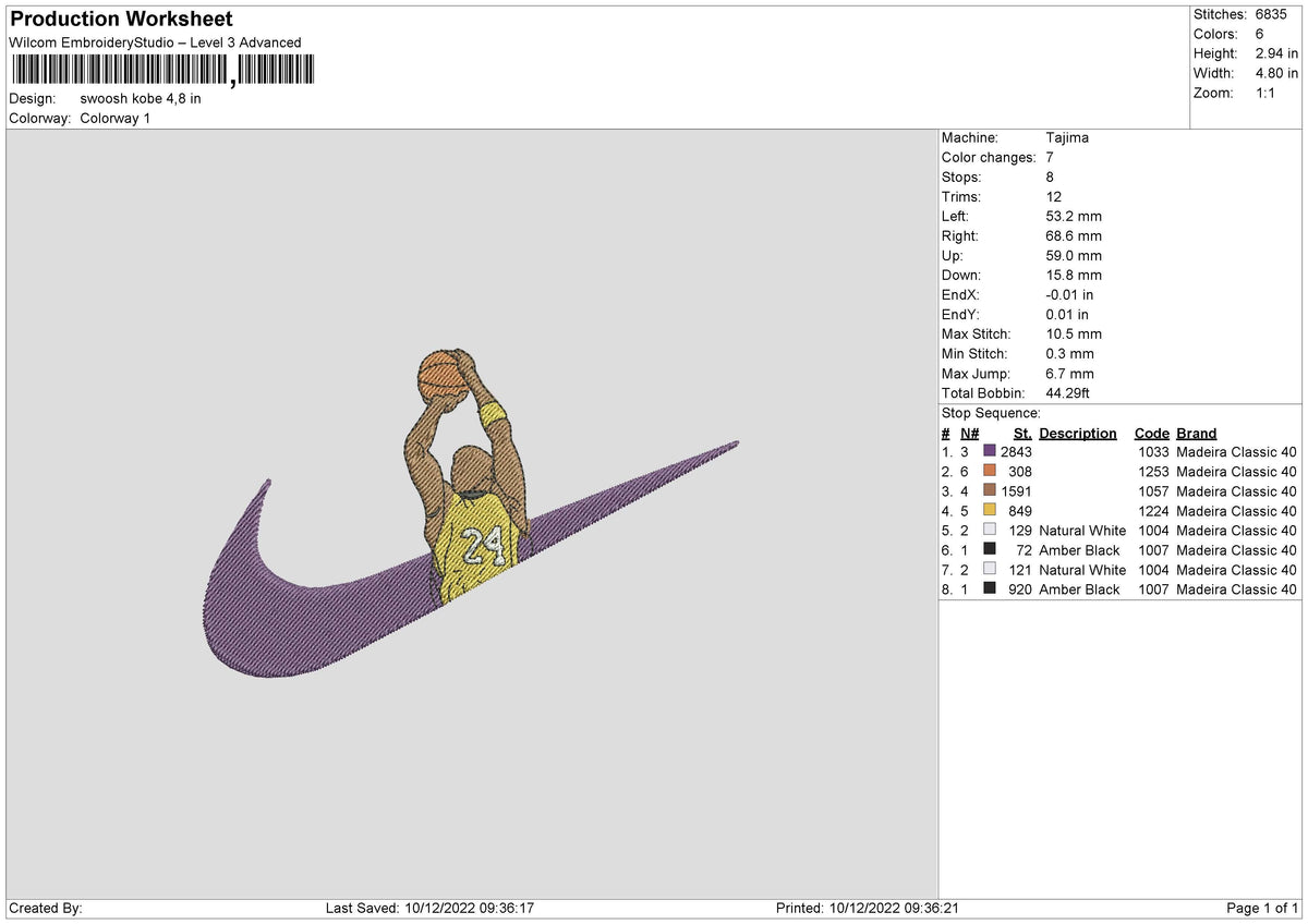 Swoosh Kobe Embroidery File 6 sizes – embrostudio