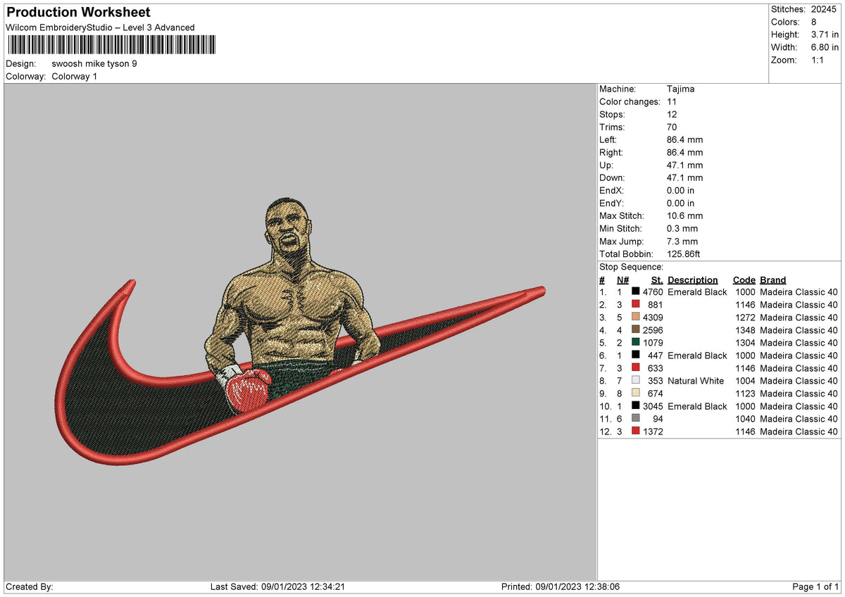 Swoosh Mike T Embroidery File 6 sizes – embrostudio