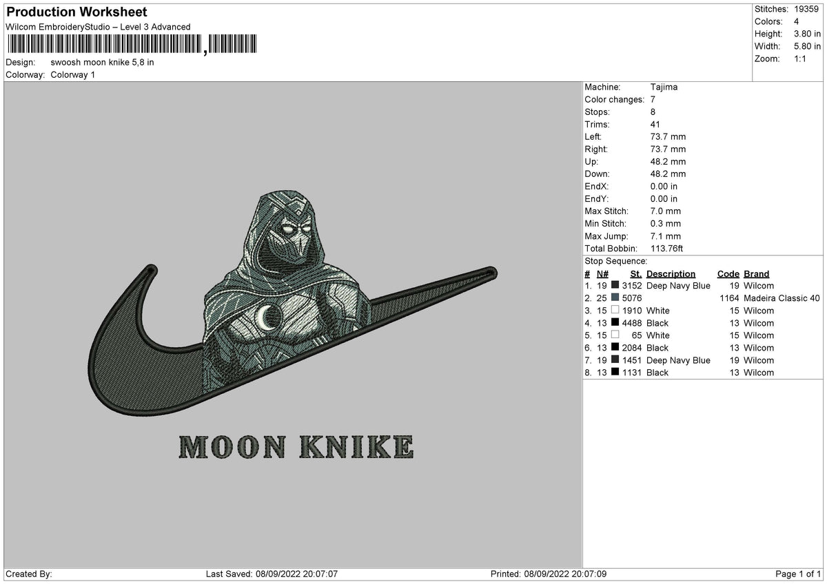 swoosh moon knike Embroidery – embrostudio