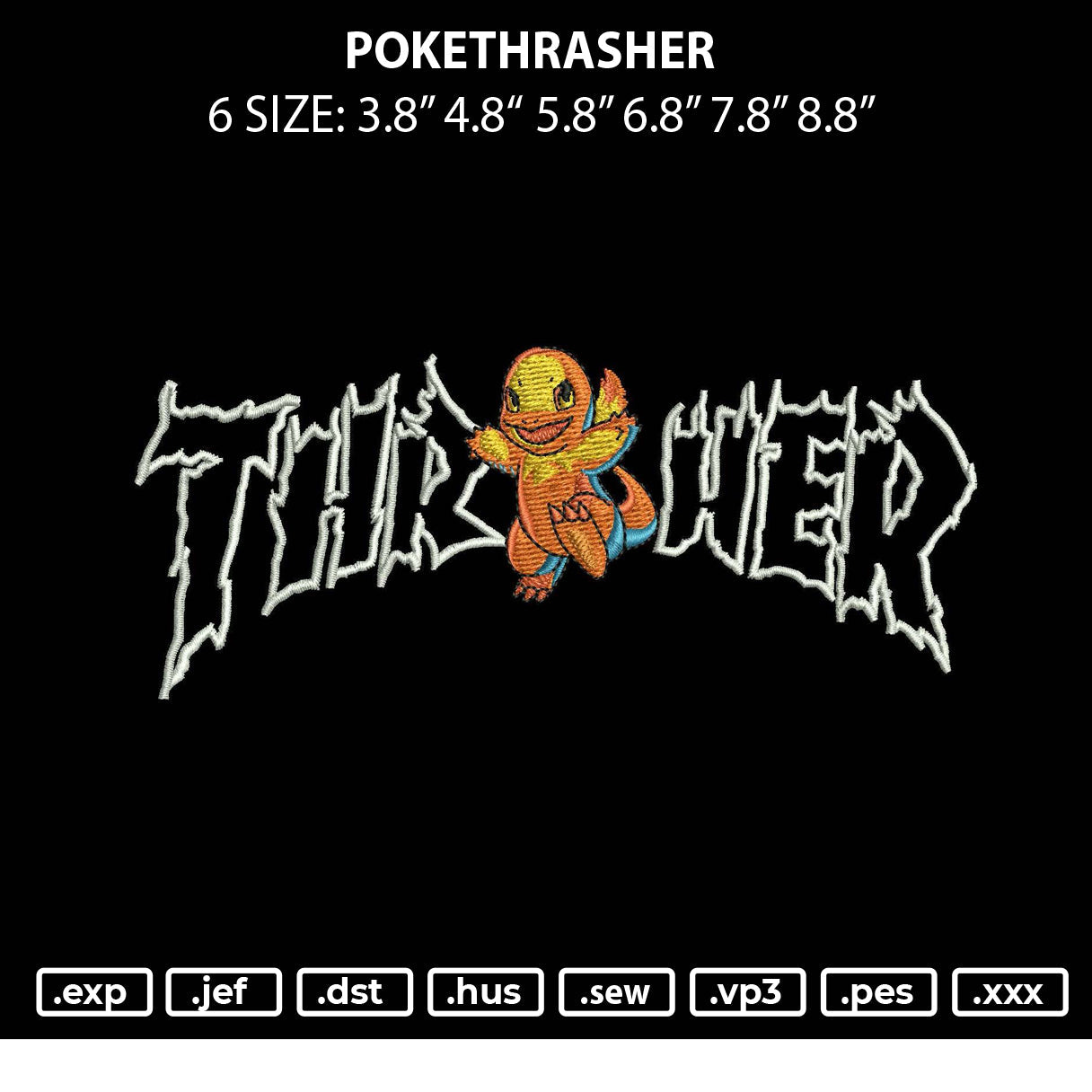 Pokethrasher Embroidery File 6 sizes – embrostudio
