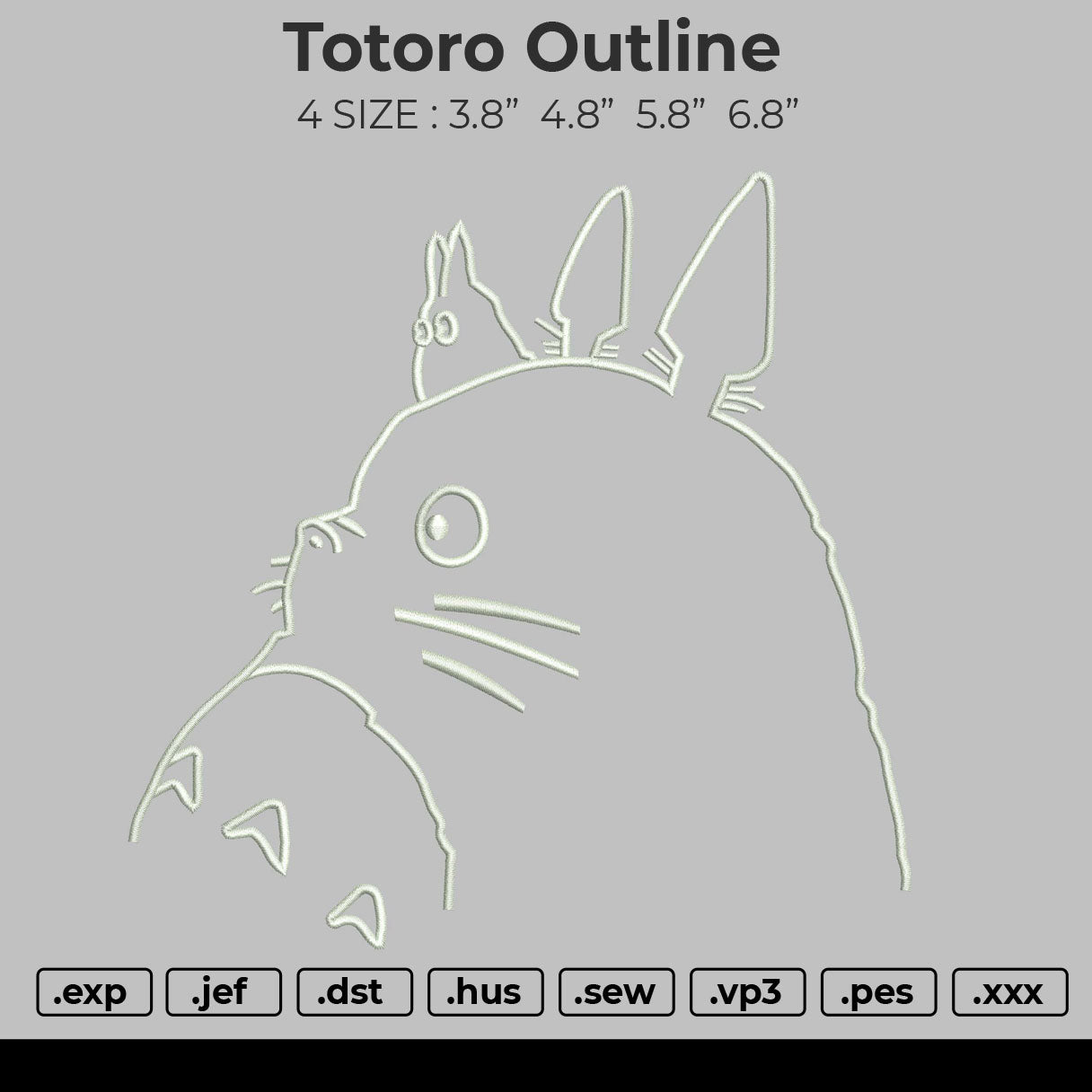 Totoro outline Embroidery – embrostudio
