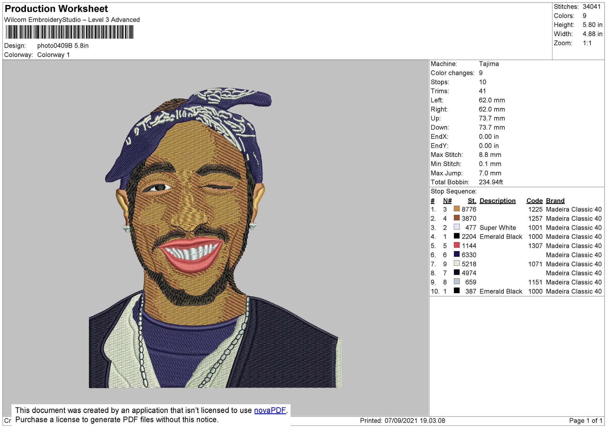Tupac 002 Embroidery – embrostudio