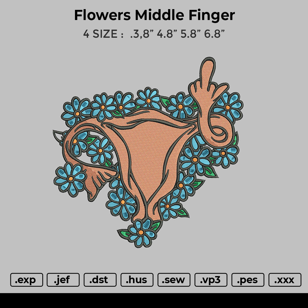 Flowers Middle Finger – embrostudio