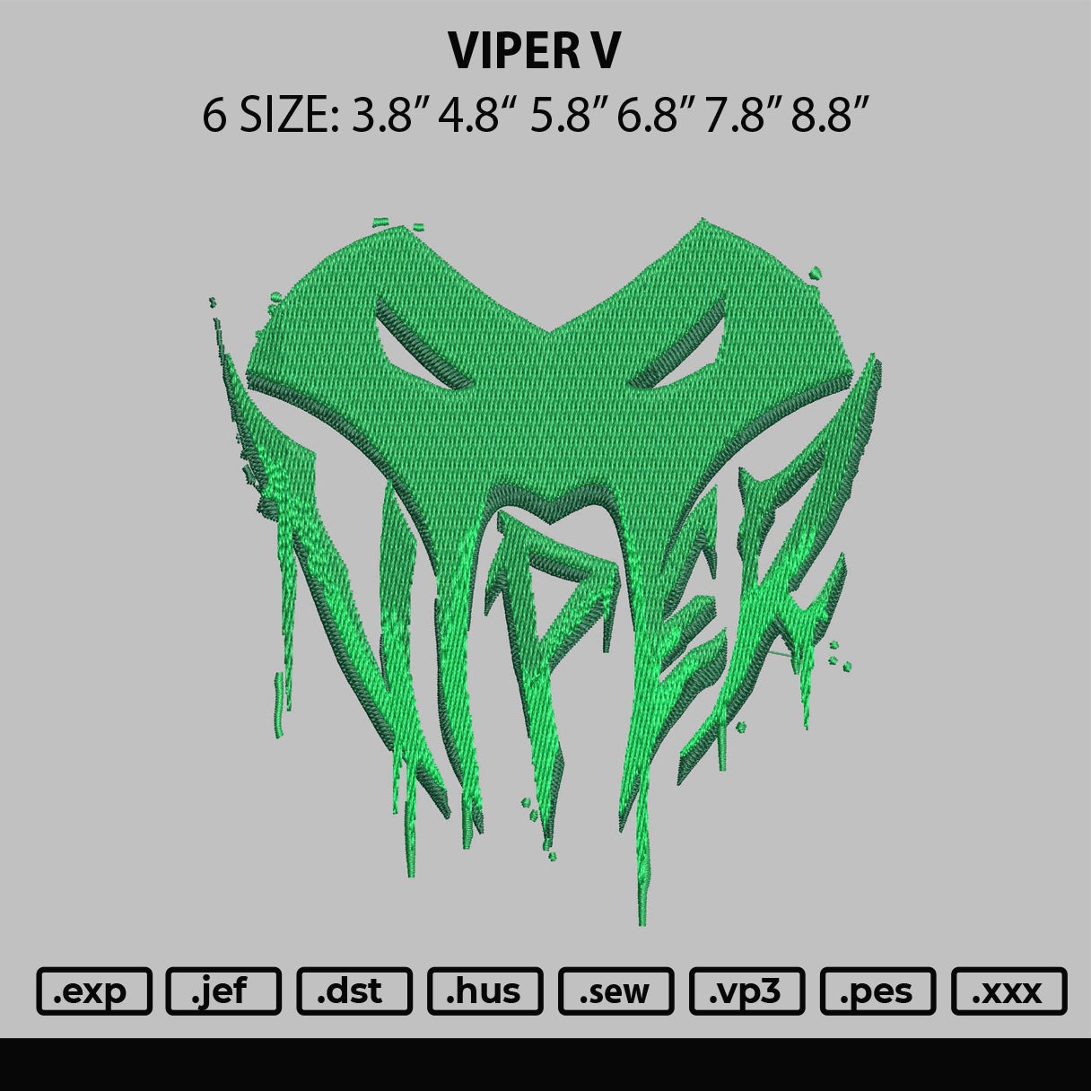 Viper V Embroidery File 6 sizes – embrostudio