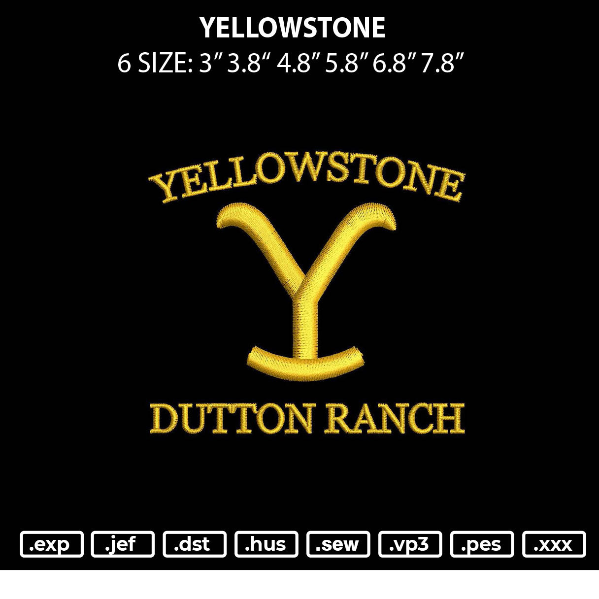 Yellowstone Embroidery File 6 sizes – embrostudio